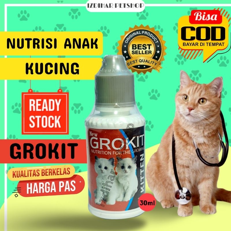 Jual GROKIT DROP 30ML-Multivitamin Pertumbuhan Anak Kucing | Shopee Indonesia