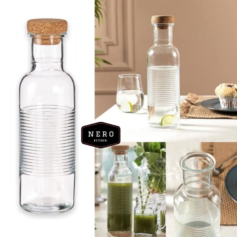Jual Hoop Glass Bottle with Cork Lid 1100ml / Botol jus / water jug ...