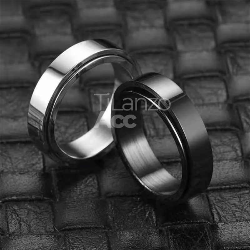 Jual CINCIN TITANIUM POLOS 2 WARNA SILVER HITAM ANTI KARAT | Shopee ...
