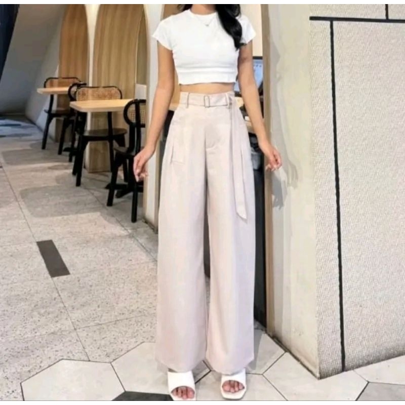 Jual Obi Pants-Highwaist Kulot Loose Pants Trouser-Kulot Anti Kusut ...