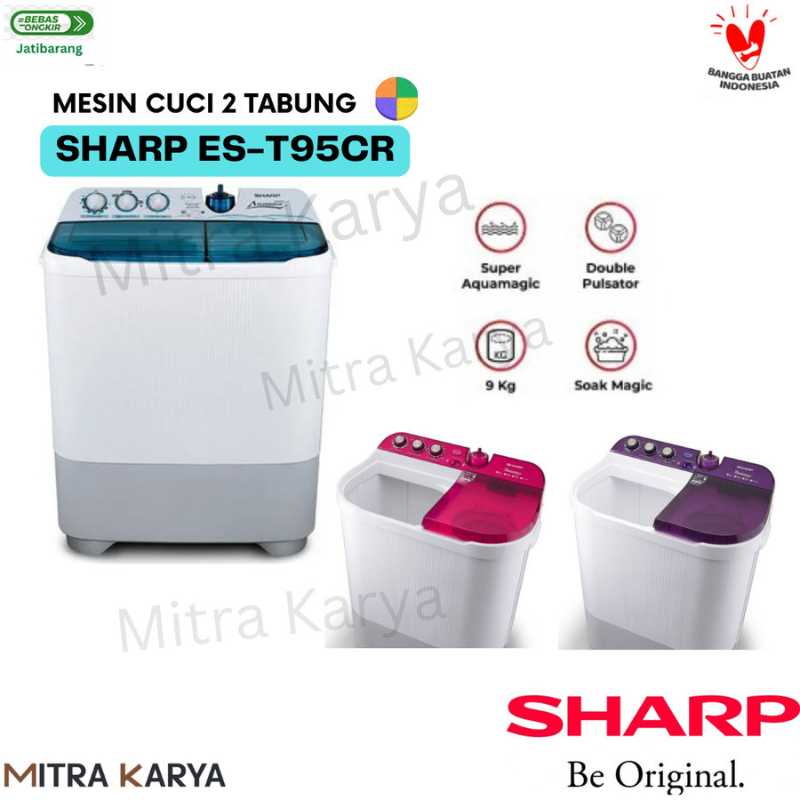 Jual Mesin Cuci 2 Tabung SHARP TWIN TUBE PINK 9 kg ES-T95CR PK BK Low Watt Indramayu | Shopee ...