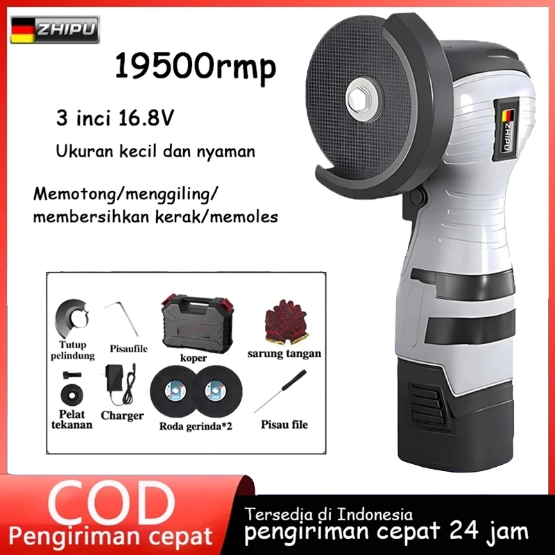 Jual ZHIPU Gerinda tangan 16.8V Gerinda Angle Grinder Cordless Mesin ...