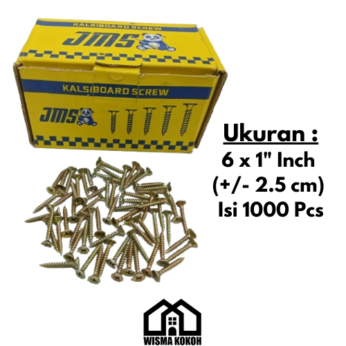 Jual (HARGA PER DUS) JMS KALSIBOARD SCREW / SEKRUP KALSIBOARD KUNING 6X1 " ISI 1000 PCS | Shopee ...
