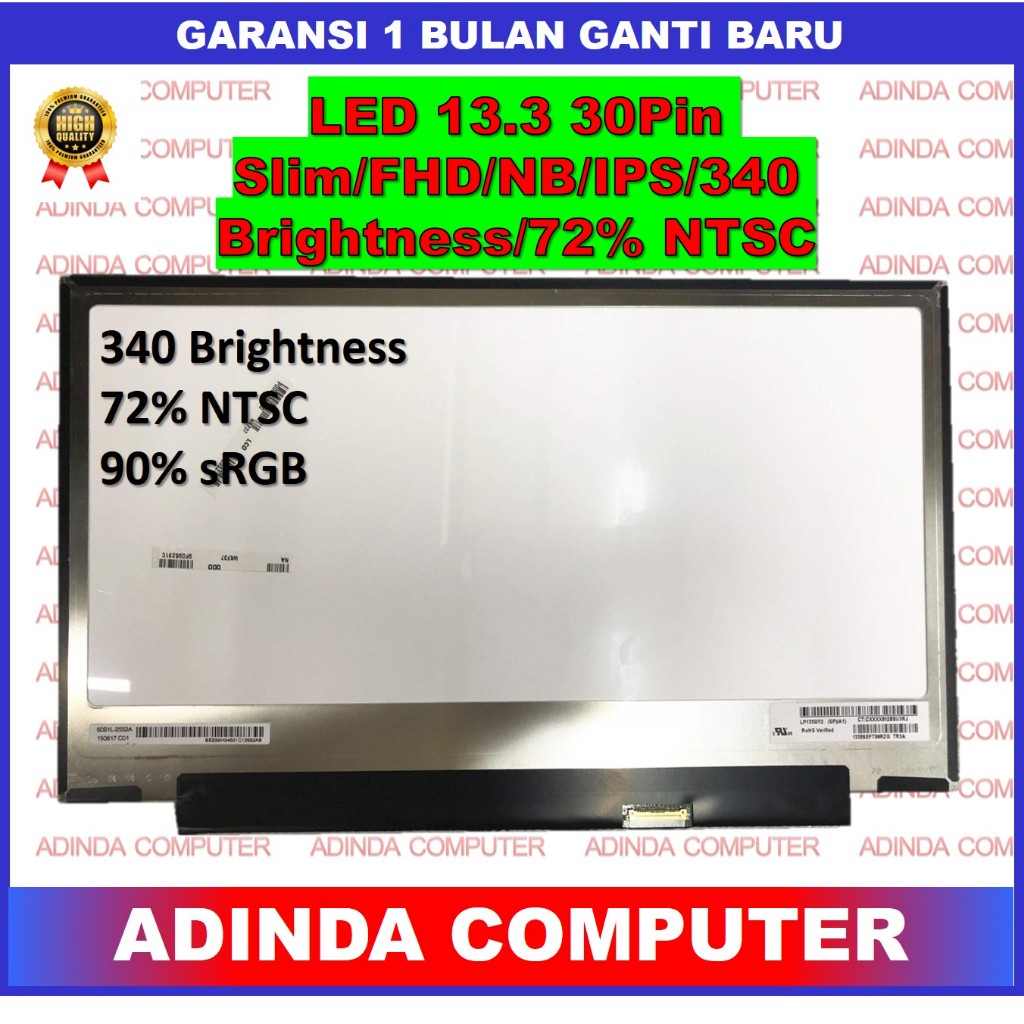 Jual LED LCD 13.3 13 Inch 30 Pin 30pin Slim Full HD FHD IPS 340 ...