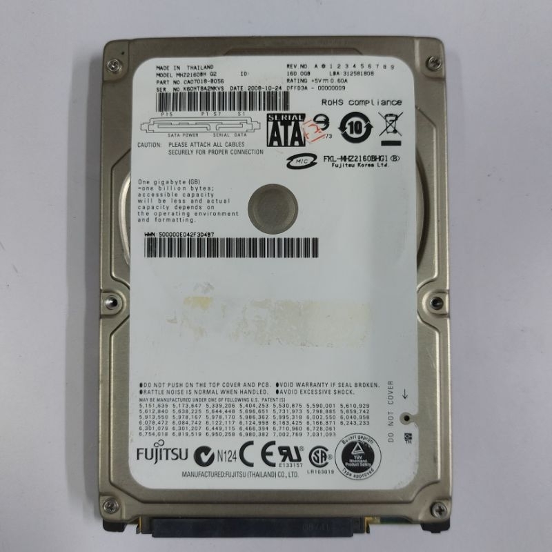 Jual Hard Disk / HDD LAPTOP SATA LAPTOP 160 GB FUJITSU 2,5 inch ...