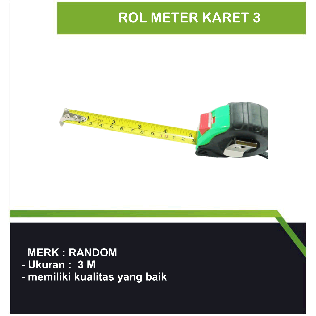 Jual Roll Meter Karet 3 / Meteran Karet 3 Meter/ 3M Roll/Meteran Rol ...