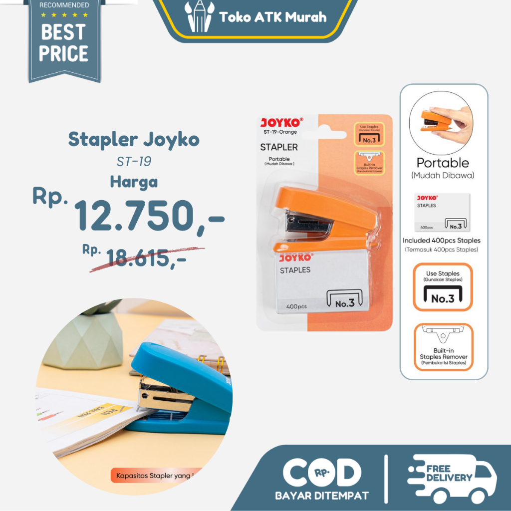 Jual Stapler dan Staples Joyko ST-19 1 Set ( Stepler + Isi ) Jepretan ...