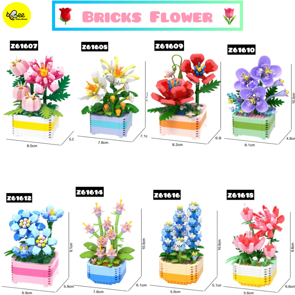 Jual BTS Mainan Bricks MINI Flower DIY Puzzle 3D Model, Building Blocks ...