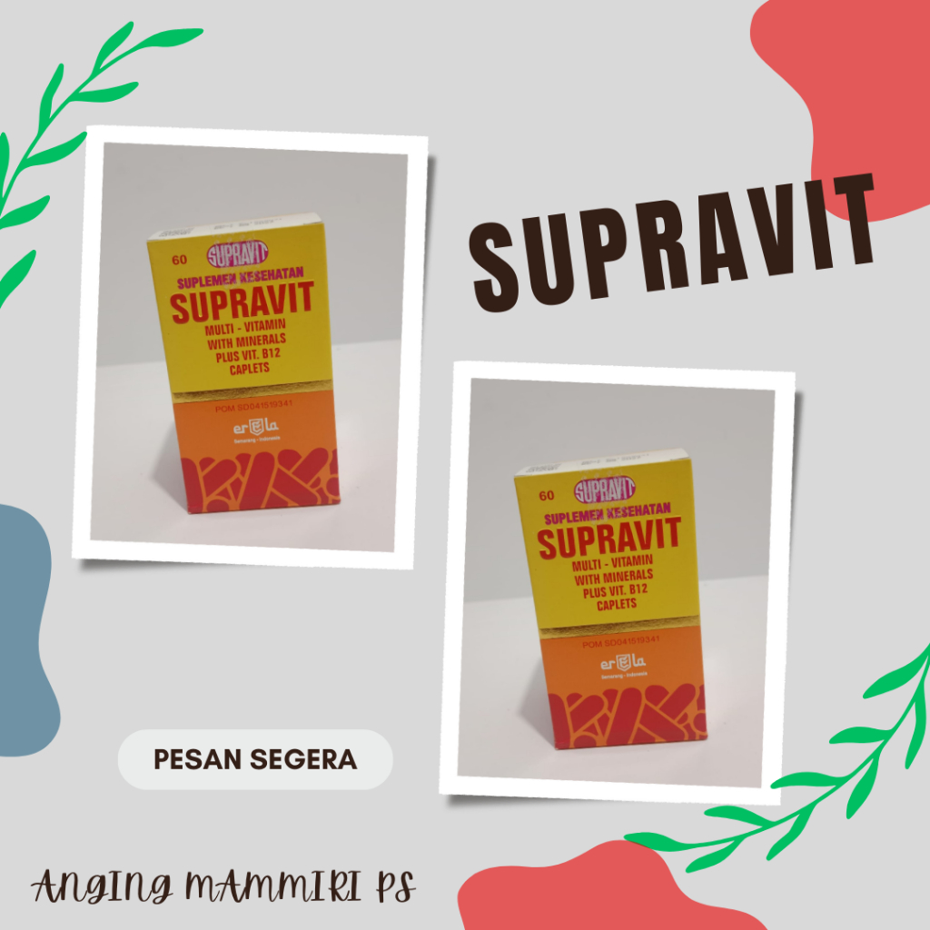 Jual SUPRAVIT / Multivitamin Dewasa / 60 Kaplet / Vitamin A D B C E K Kalsium Magnesium Zinc ...