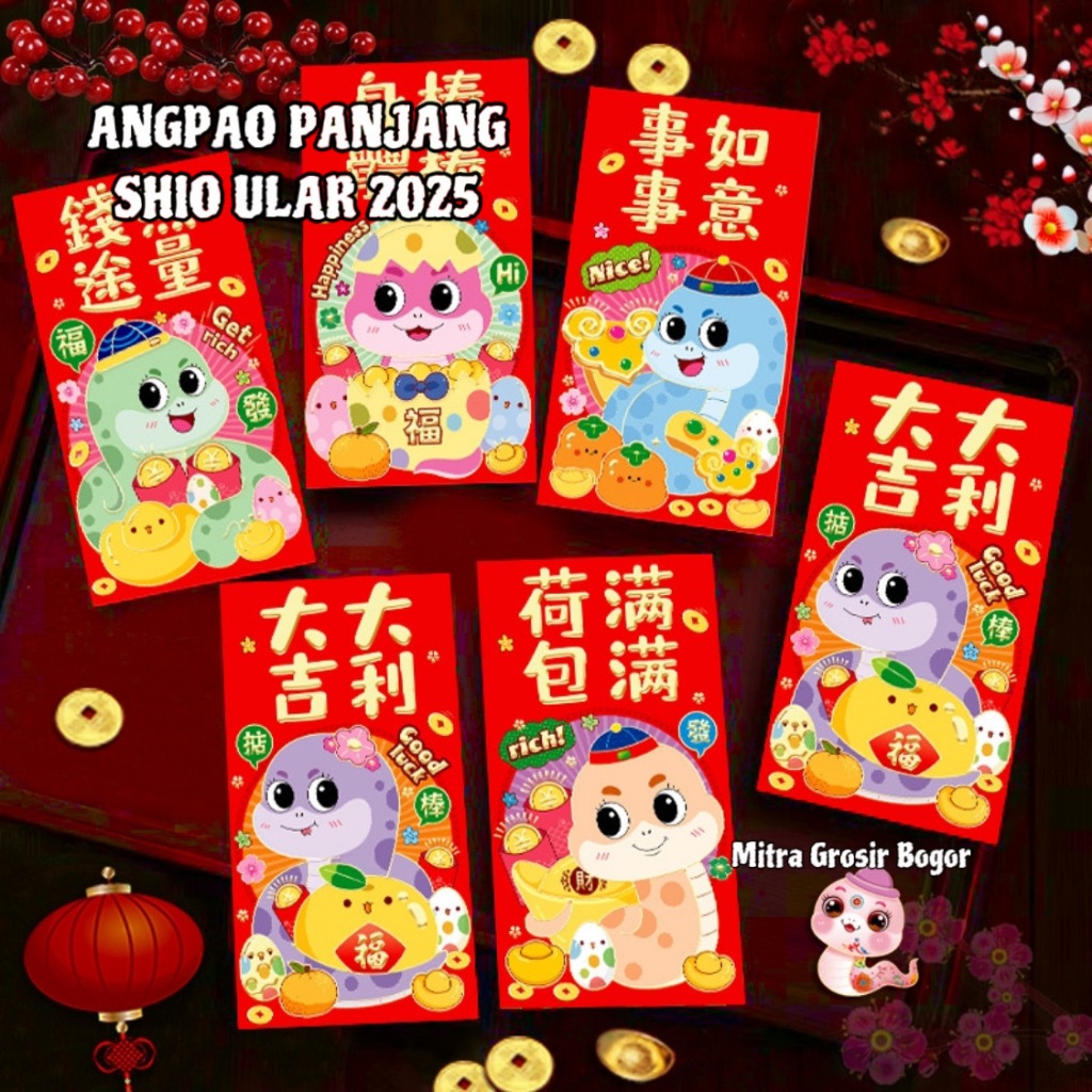 Jual [ ISI 6 ] ANGPAO PANJANG ULAR LABUBU 2025 Imlek Sincia Tahun Ular | Amplop Angpau Labubu ...