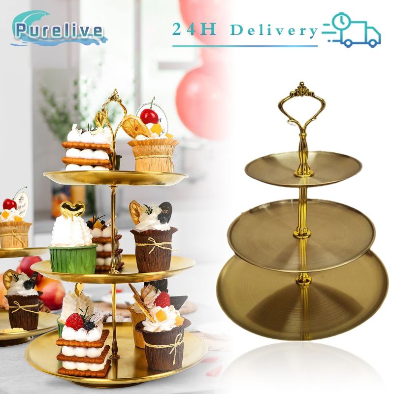 Jual Cupcake Stand 3 Tier Stainsteel Serving Stand Tempat Buah Display ...