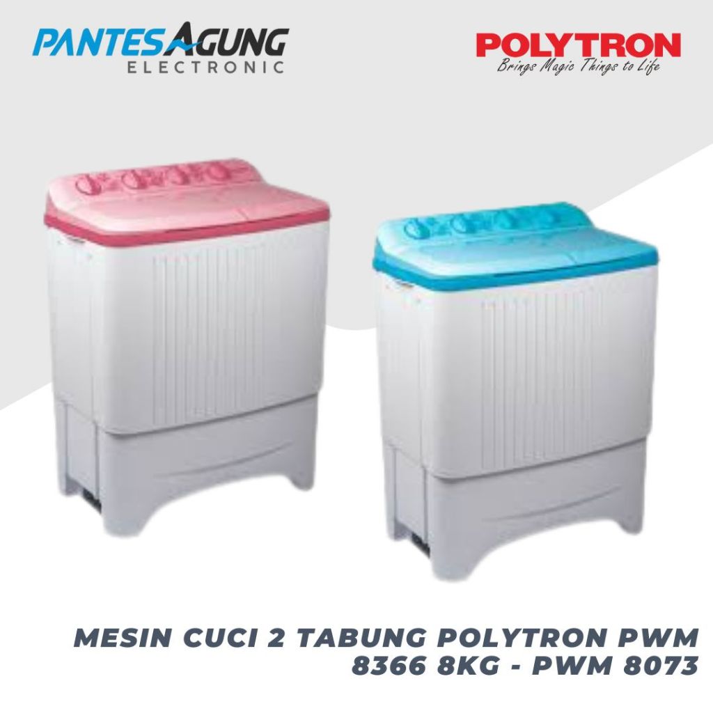 Jual MESIN CUCI 2 TABUNG POLYTRON PWM 8073 / PWM 8073 DB/DG - 8KG ...