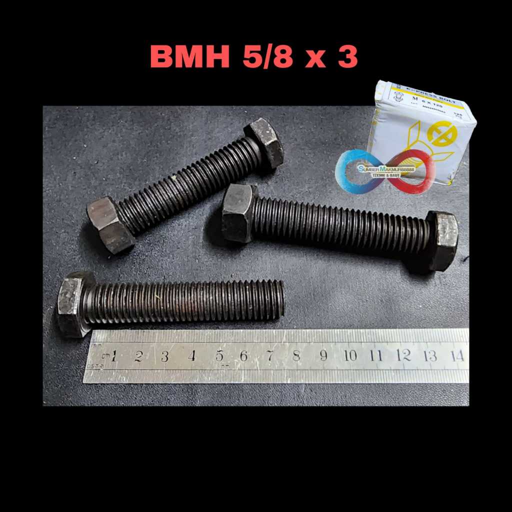 Jual BOX - Baut mur hitam (BMH) 5/8 x 3 inch ( Isi 35 pcs ) | Shopee ...