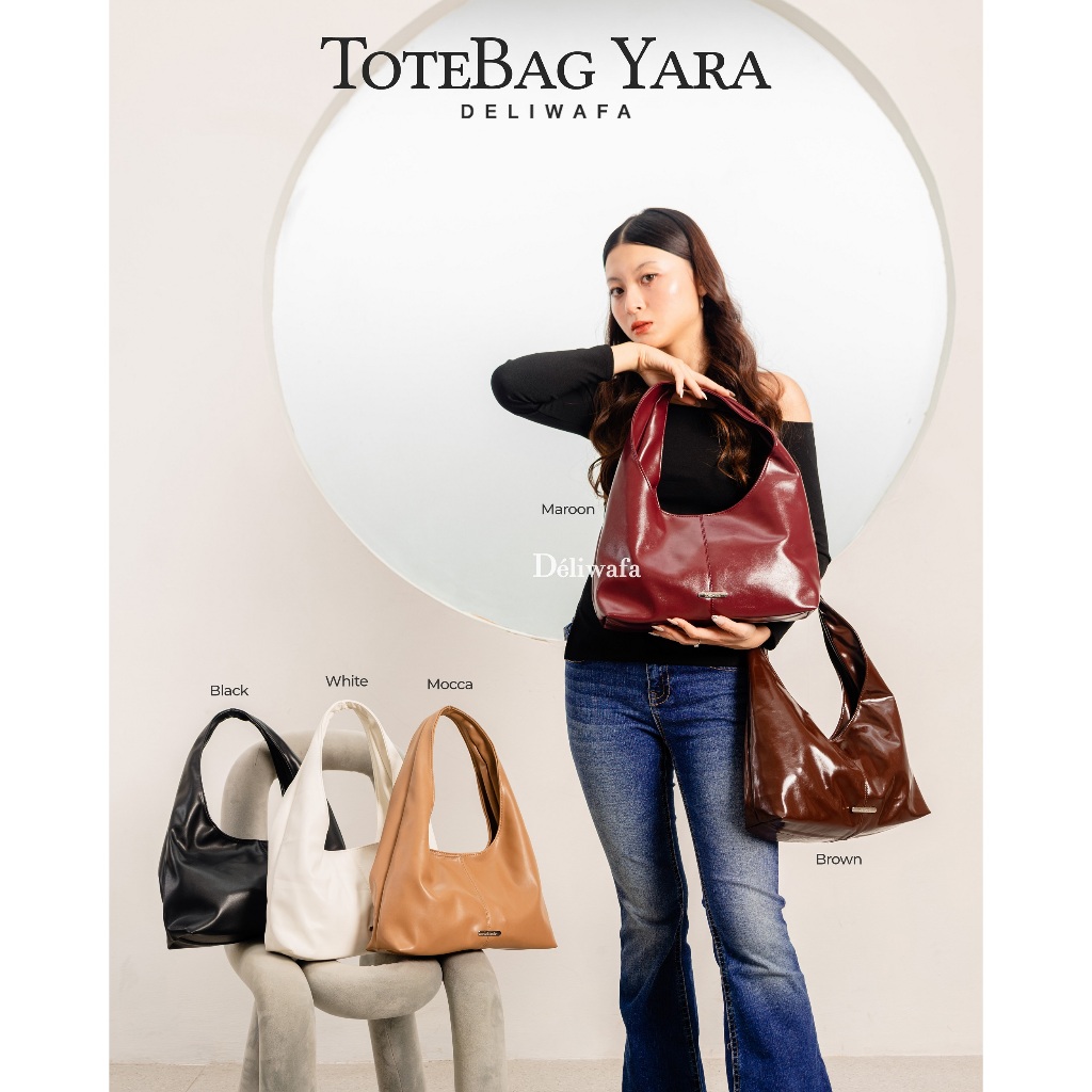 Jual [Beli Lokal] Deliwafa - Yara Tote Bag Cewek | Totebag Wanita | Tas ...