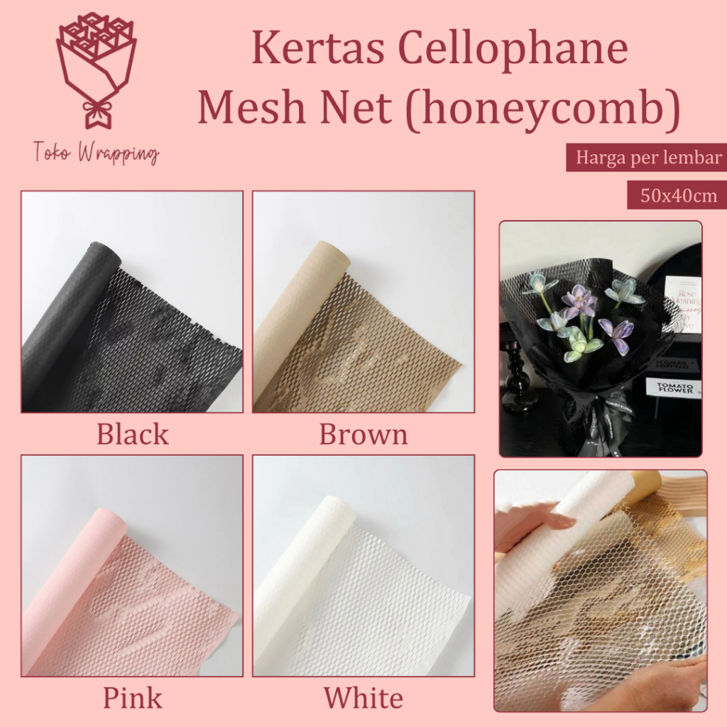 Jual Kertas Wrapping Honeycomb (50x40cm) / Kertas Cellophane Buket ...