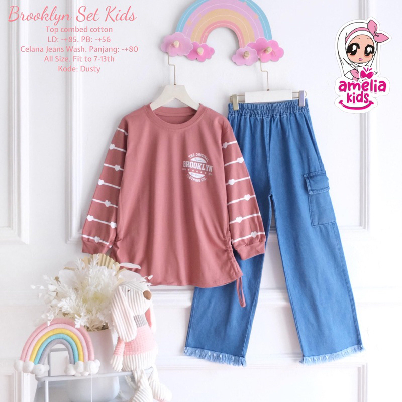 Jual Setelan Kaos dan Celana Jeans Anak Perempuan Usia 7 Sampai 13 ...