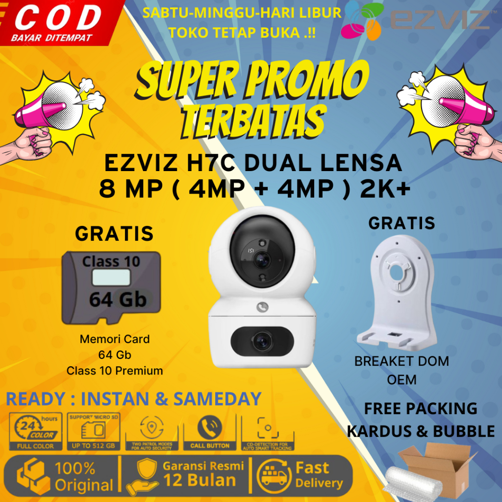 Jual Ezviz H7C Dual Lensa 4MP + 4MP 2K+ CCTV Smart Home Wifi Wireless ...