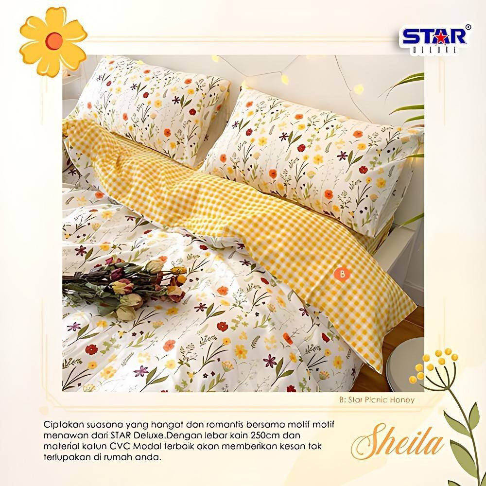 Jual Sprei Anti Geser Katun Lokal Motif Bunga STAR Sheila | Shopee Indonesia