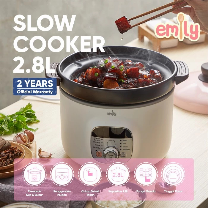 Jual Emily Slow Cooker Clay Coated Pot 2.8L / Baby & Family Food Maker ...