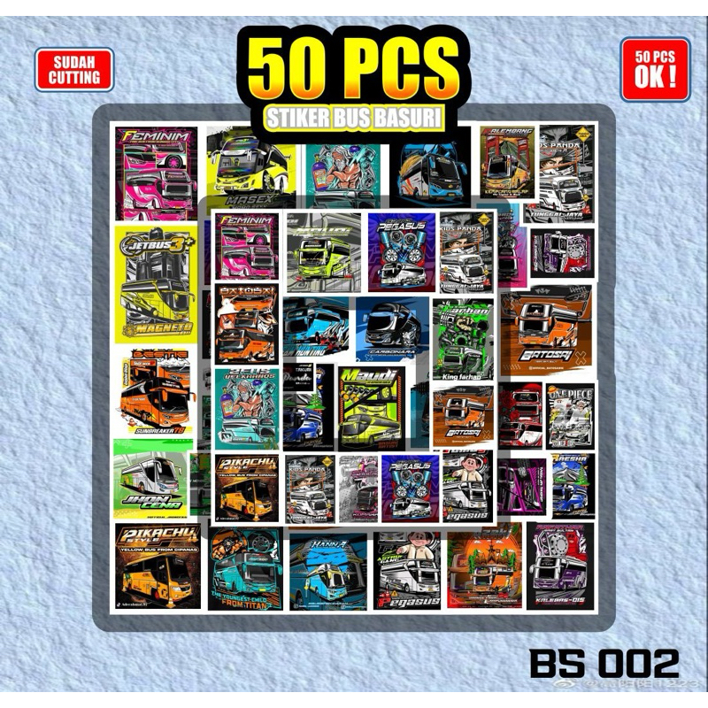 Jual BS002 Stiker pack 50pcs stiker bus basuri stiker case stiker ...