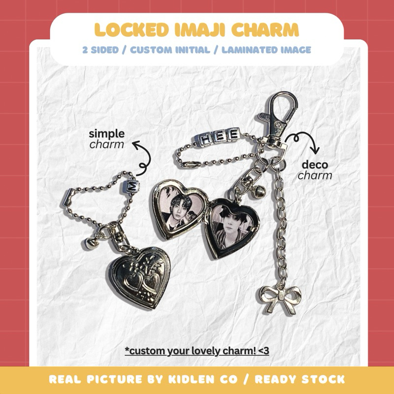 Jual locked imaji love pendant charm / custom loket inisial keyring ...