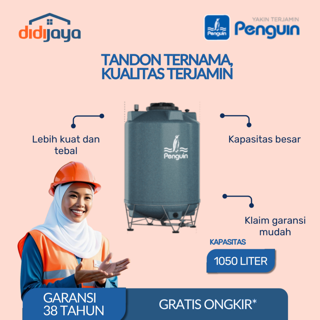 Jual Tandon Air Penguin Anti Lumut | Tangki Air Penguin TD 110 1000 ...