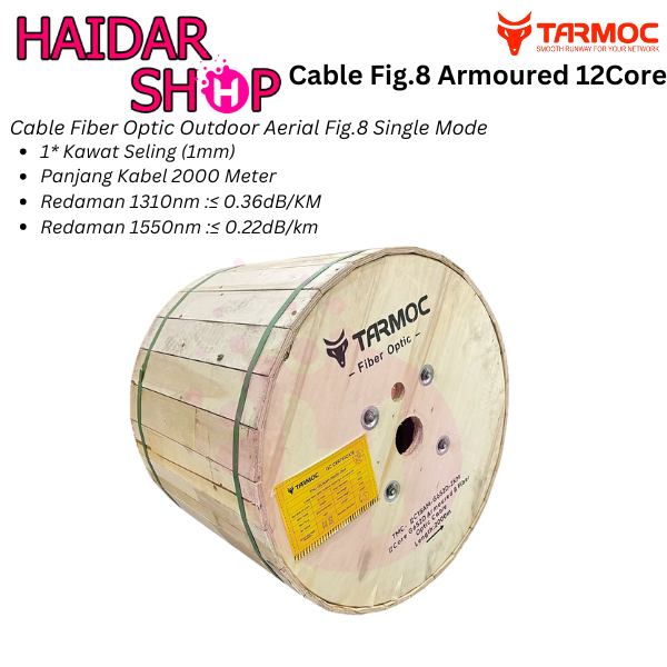 Jual Tarmoc Fiber Optic Cable Fig 8 Armoured 12 Core 2000m | Kabel ...