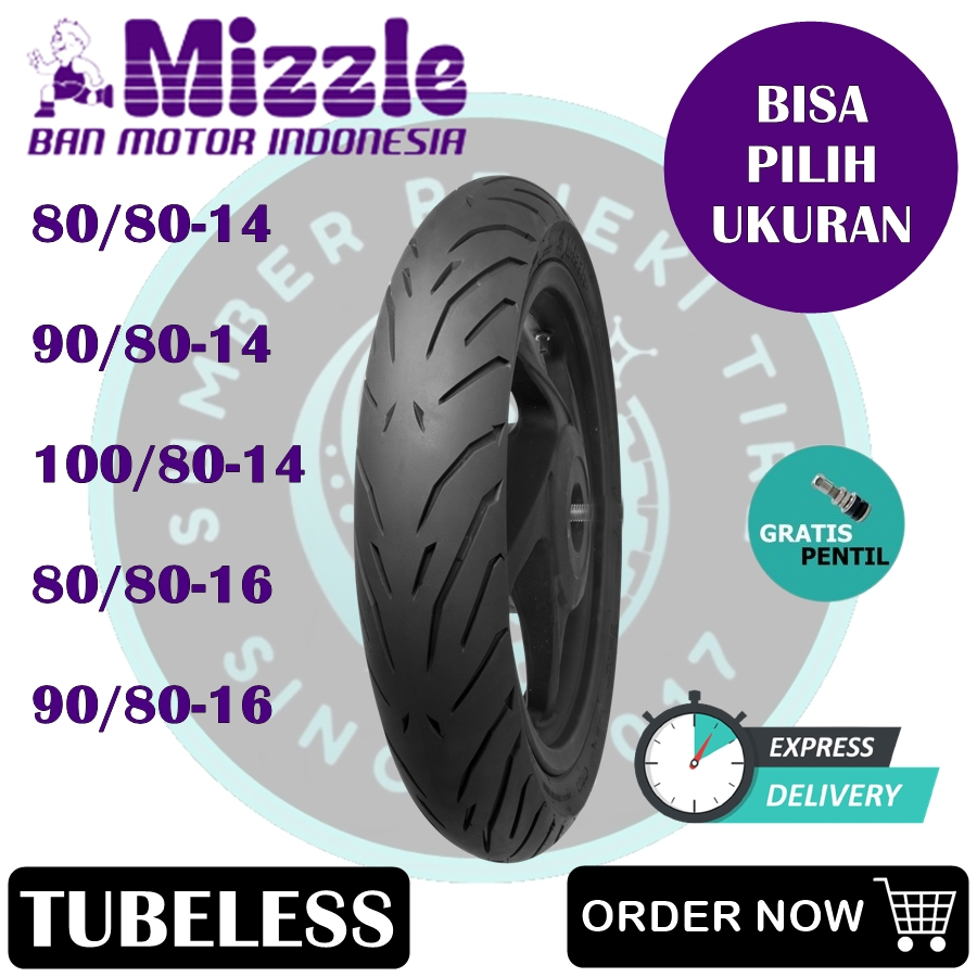 Jual Ban Motor MIZZLE M77 Ukuran 80/80 90/80 100/80 R14 R16 Tubeless ...