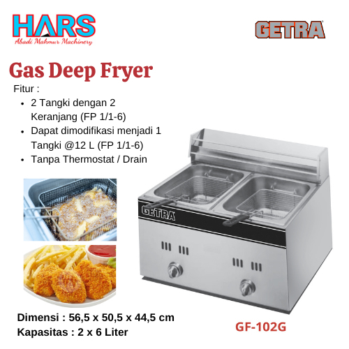 Jual Gas Deep Fryer 2 x 6 Liter GF-102G / Deep Fryer 2 Tank / Gas ...