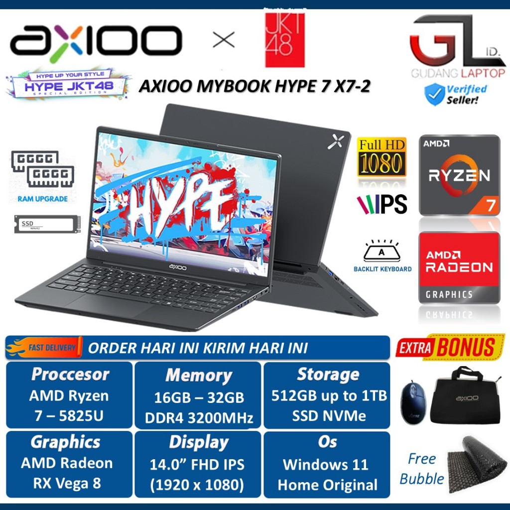 Jual Laptop Axioo Hype 7 X7 AMD Ryzen 7 5825U 32GB RAM 512GB SSD Radeon RX Vega 8 14.0 FHD IPS ...