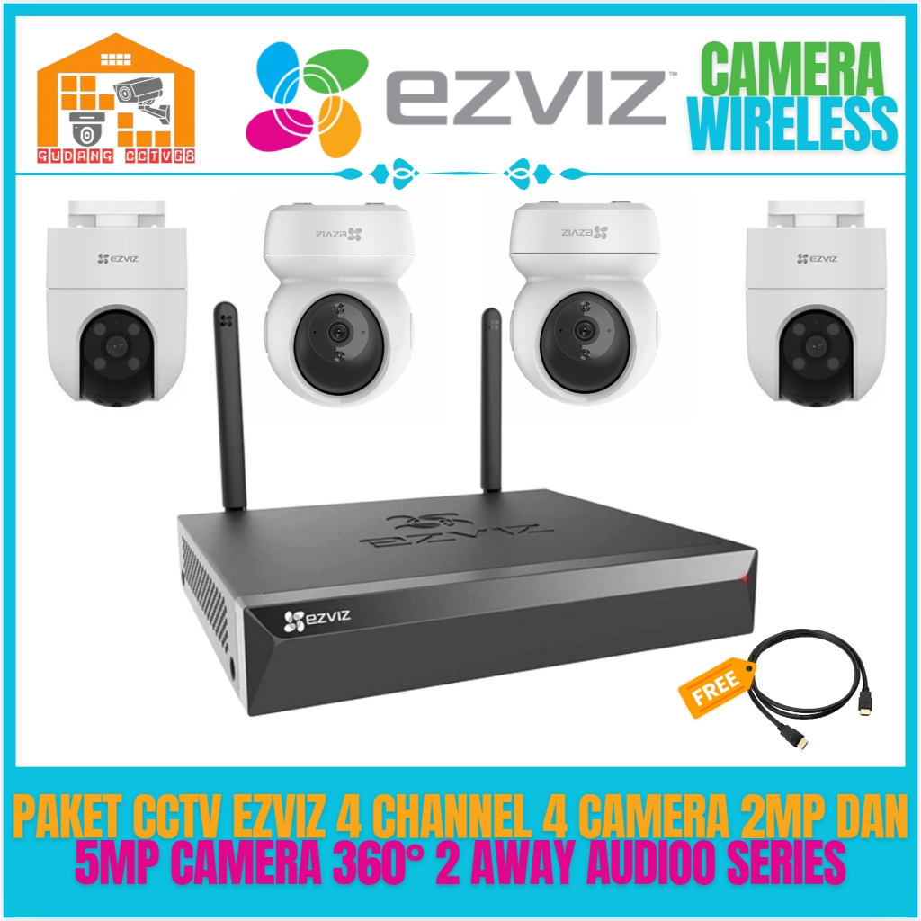 Jual PAKET CCTV EZVIZ CAMERA WIRELESS NVR 4 CHANNEL 4 KAMERA 4MP / 2MP ...