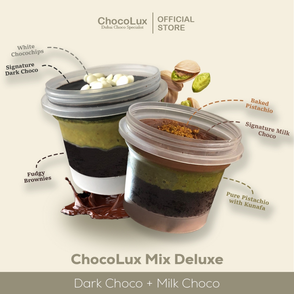 Jual Kombo Hemat 2 Dubai Brownie Pistachio Kunafa (Dark Choco + Milk Choco) | Shopee Indonesia