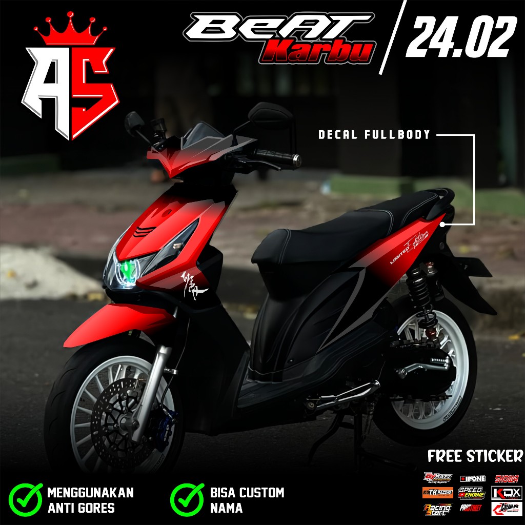 Jual (COD) Decal Sticker Variasi Honda Beat Karbu 2008 2009 2010 2011 ...
