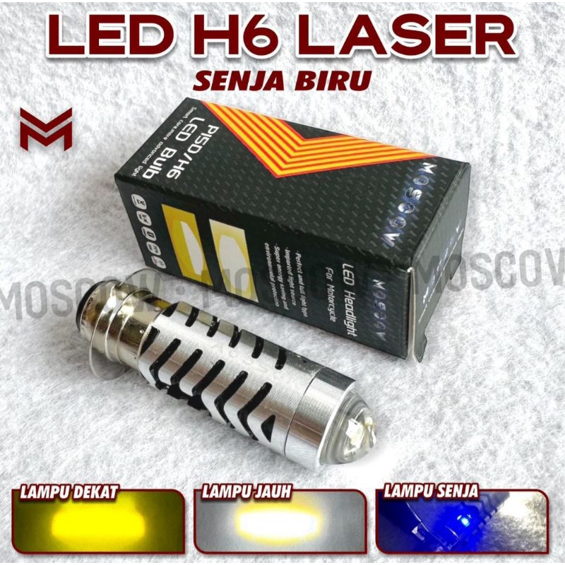 Jual Lampu utama Led H6 laser jauh dekat putih kuning plus senja biru | Shopee Indonesia