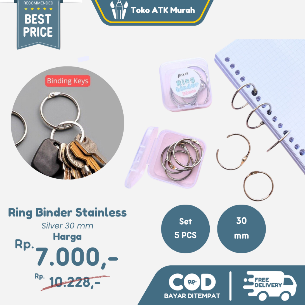 Jual Ring Binder Stainless Besi Silver 30 mm Gantungan Serbaguna Isi 5 ...