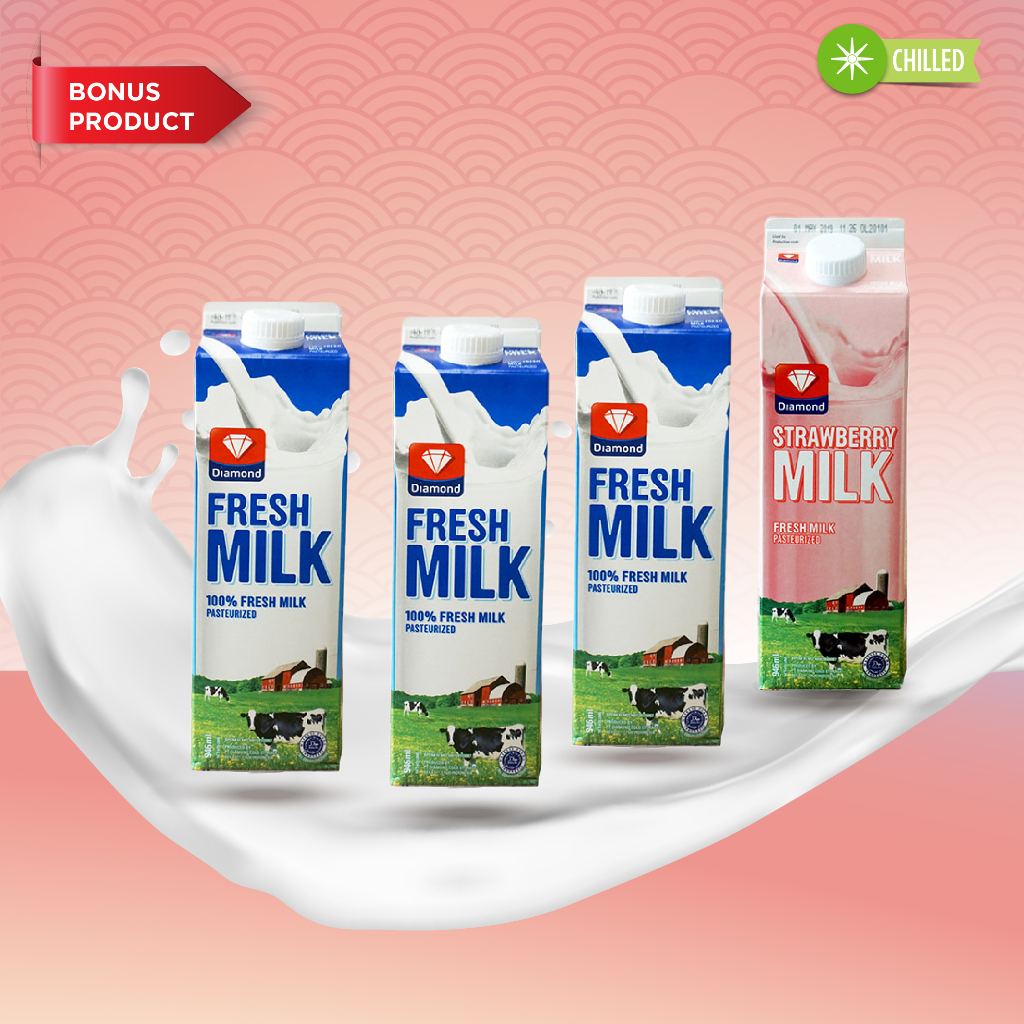 Jual PROMO BUY 3 GET 1 FREE DIAMOND FRESH MILK PLAIN FREE STRAWBERRY ...