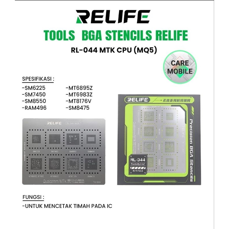 Jual TOOLS BGA STENCILS RELIFE RL-044 MTK CPU / MQ5 | Shopee Indonesia