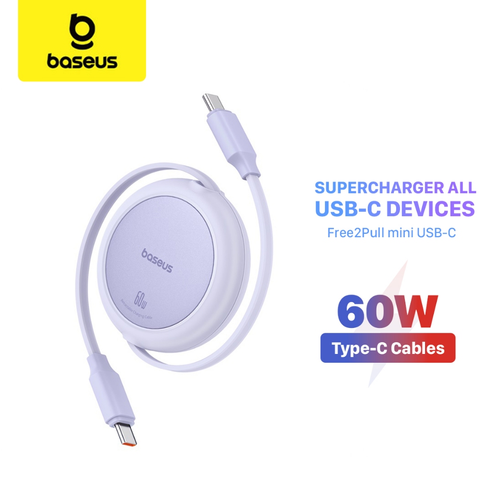 Jual Baseus Free2Pull Kabel Data 60W Mini Retractable Cable USB-C to USB-C Fast Charging ...