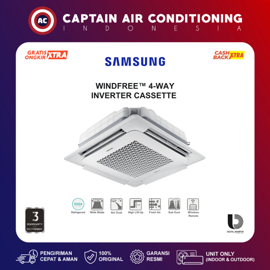 Jual SAMSUNG AC Cassette WindFree (4-way Flow) Inverter AC140FE4D 6 PK ...