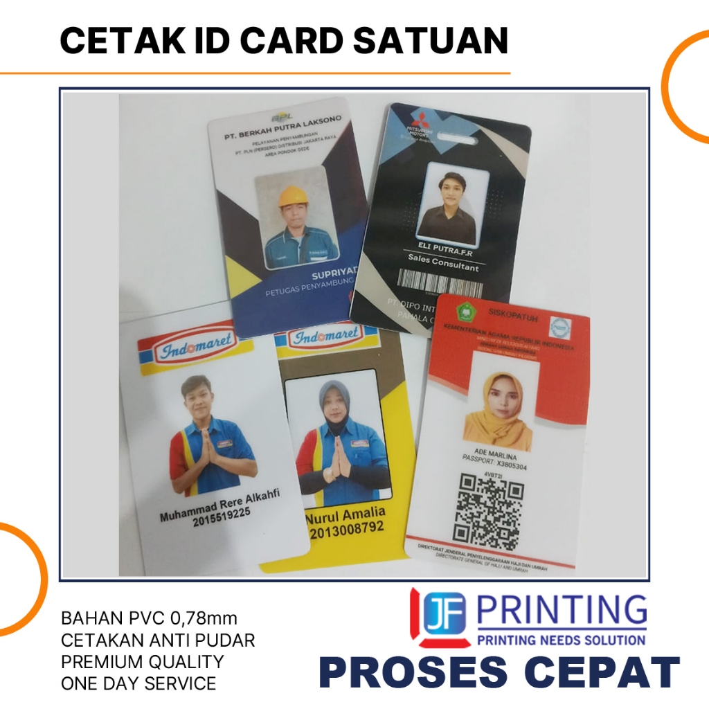 Jual Cetak id card 2sisi satuan/ Cetak id card/ cetak kartu pvc ...