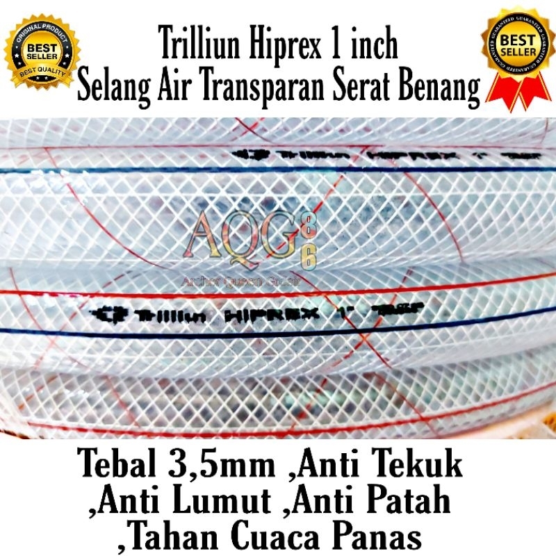 Jual SELANG AIR BENANG TRANSPARAN TEBAL 3,5MM TRILLIUN HIPREX 1 INCH HARGA 1 METER | Shopee ...