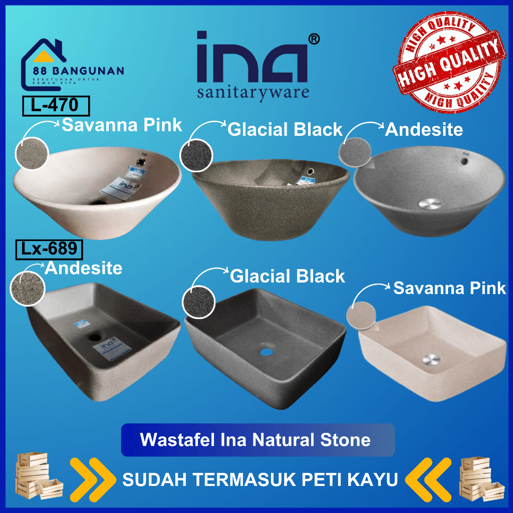 Jual [KHUSUS INSTANT] Wastafel INA Natural Stone Batu Alam L 470 / LX ...