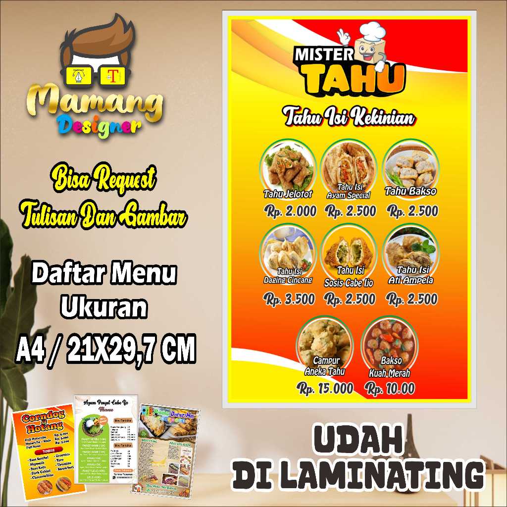 Jual Cetak Poster Daftar Menu Jajanan Anak Bahan Kuat | Shopee Indonesia
