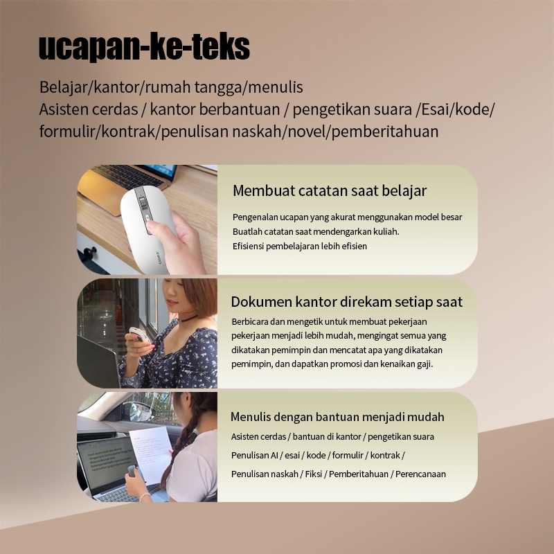 Jual RULINK MR08 Mouse AI Cerdas Pengenal Suara Wireless and bluetooth ...