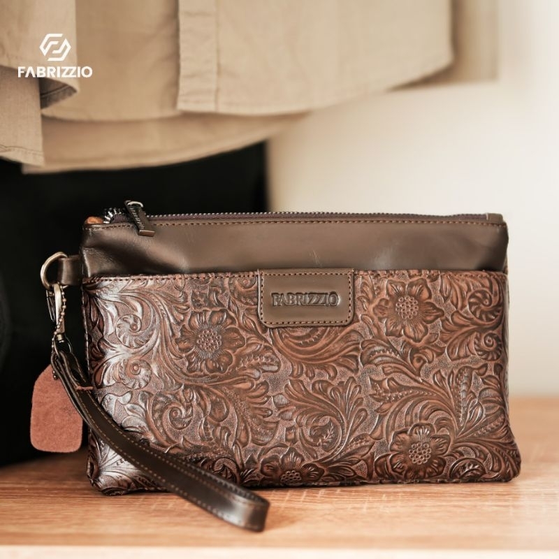 Jual pouch handbag mini kulit asli motif batik-Ethnic | Shopee Indonesia