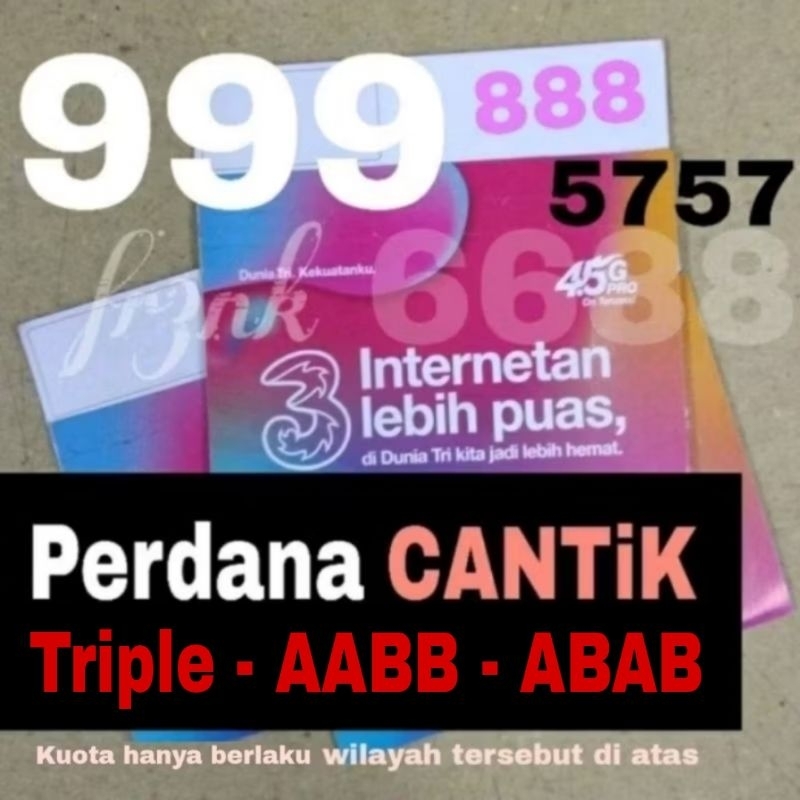 Jual Nomor Kartu Perdana Tri 3 Three Cantik Bagus Super Keren Unik ...