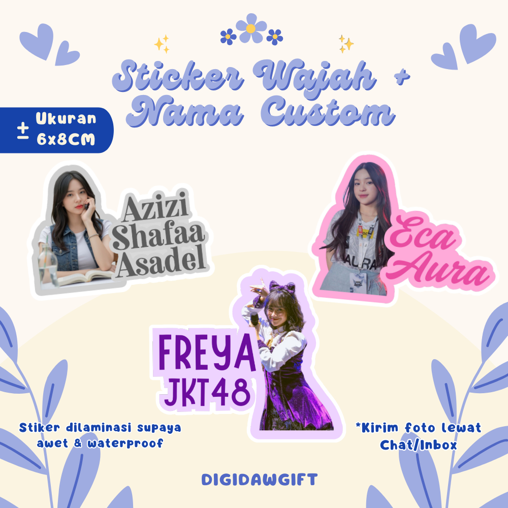 Jual STIKER FOTO DAN TULISAN NAMA CUSTOM GAMBAR CETAK WATERPROOF DAN ...