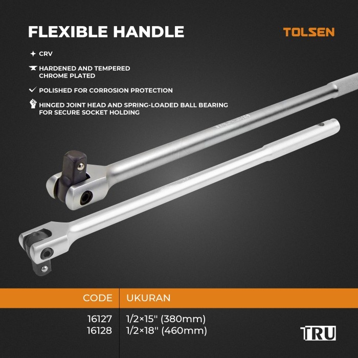 Jual Gagang sok flexible 1/2" x 18" inch gagang socket handle shock CrV ...