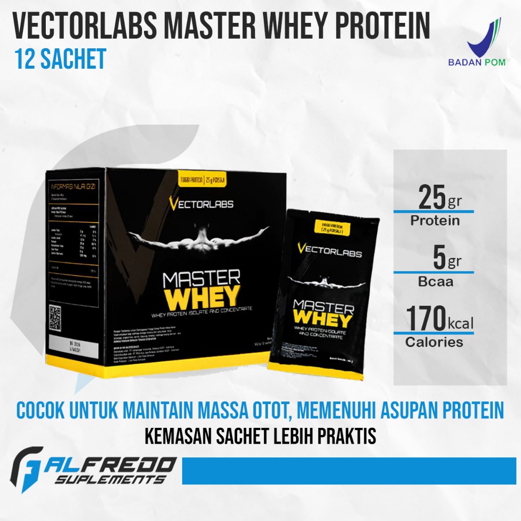 Jual Vectorlabs Master Whey 12 Sachet Box Whey Protein Isolate dan Concentrate | Shopee Indonesia