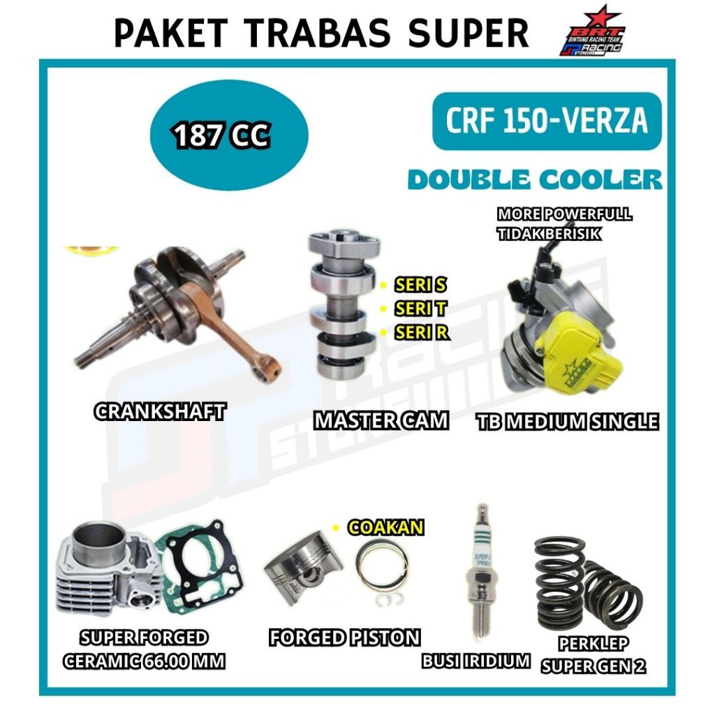 Jual Paket Trabas Super 3 Bore UP CRF 150 BRT Block Ceramic-Piston-Cam-Throttle Body-Per Klep ...